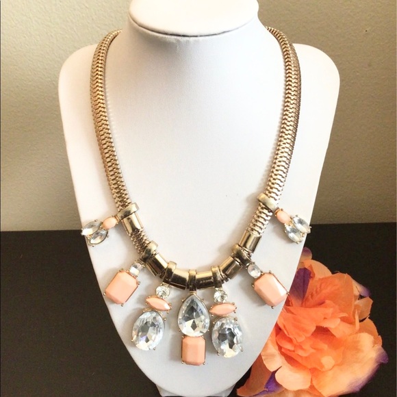 Express | Jewelry | Express Gold Tone Orange Clear Acrylic Necklace ...